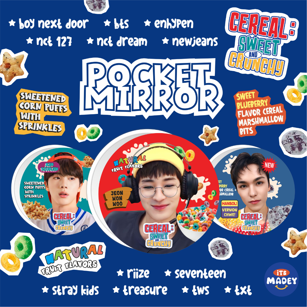 Jual POCKET MIRROR CEREAL SWEET & CRUNCHY | HAND MIRROR VER. BTS ...