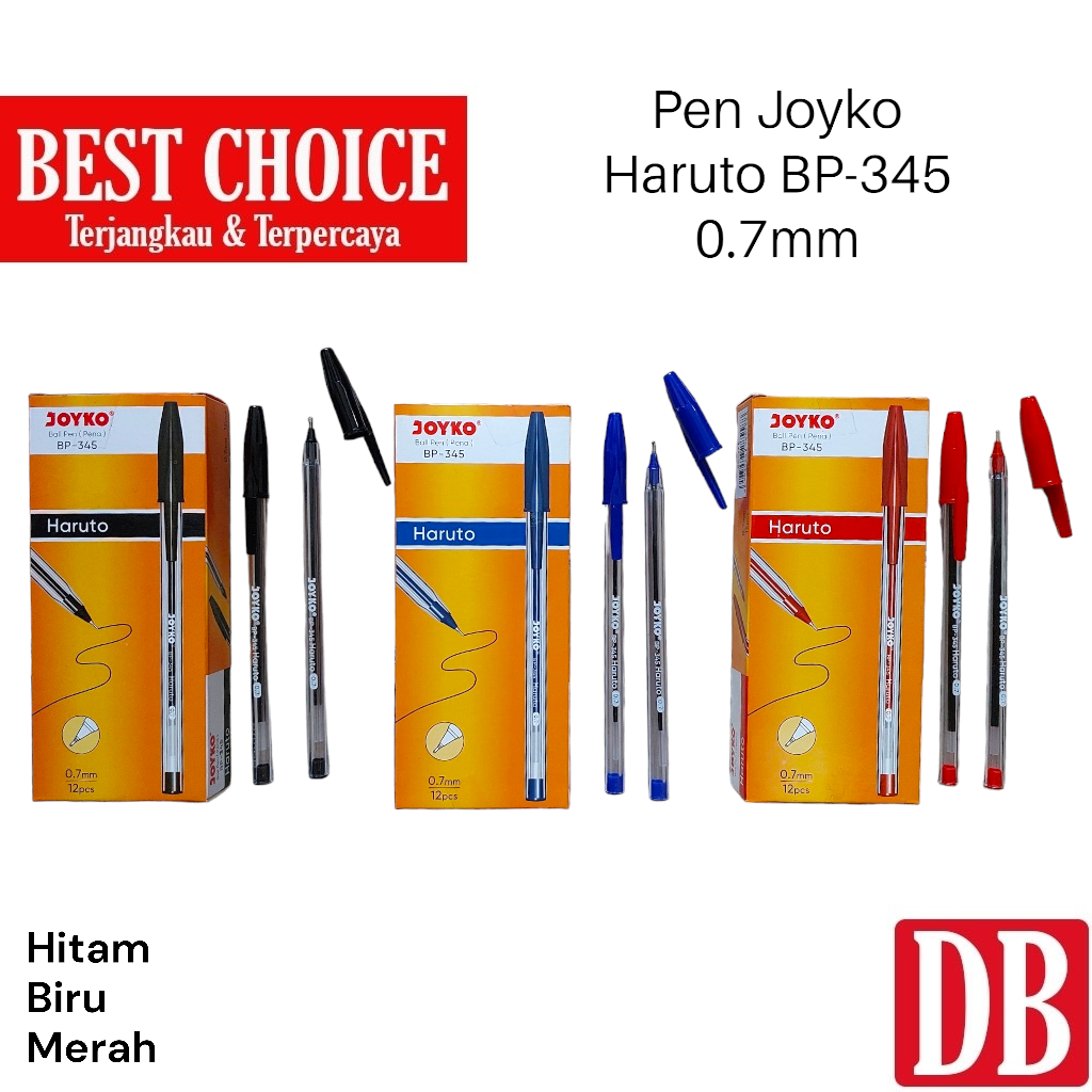 Jual Ballpoint / Pulpen Joyko Haruto BP-345 0.7mm Hitam/Biru/Merah ...