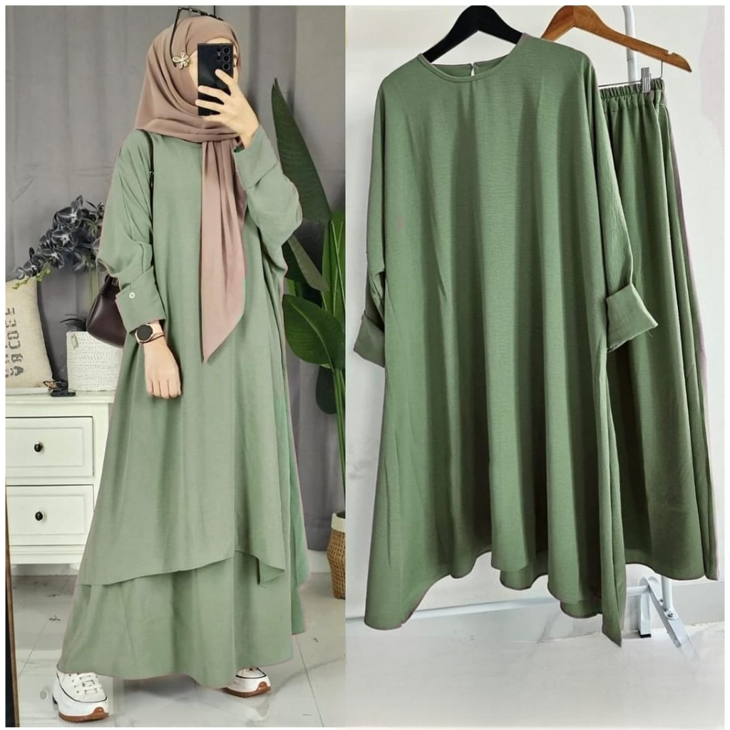 Jual One set muslim polos Fatiyah set bahan crinkle premium model ...
