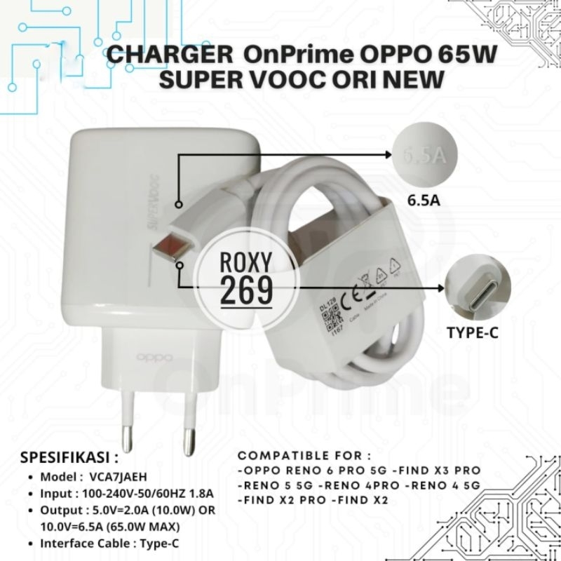 Jual Charger Carger Oppo SUPER VOOC 65W 65 Watt Reno 4 Pro 3 Find X X2 ...