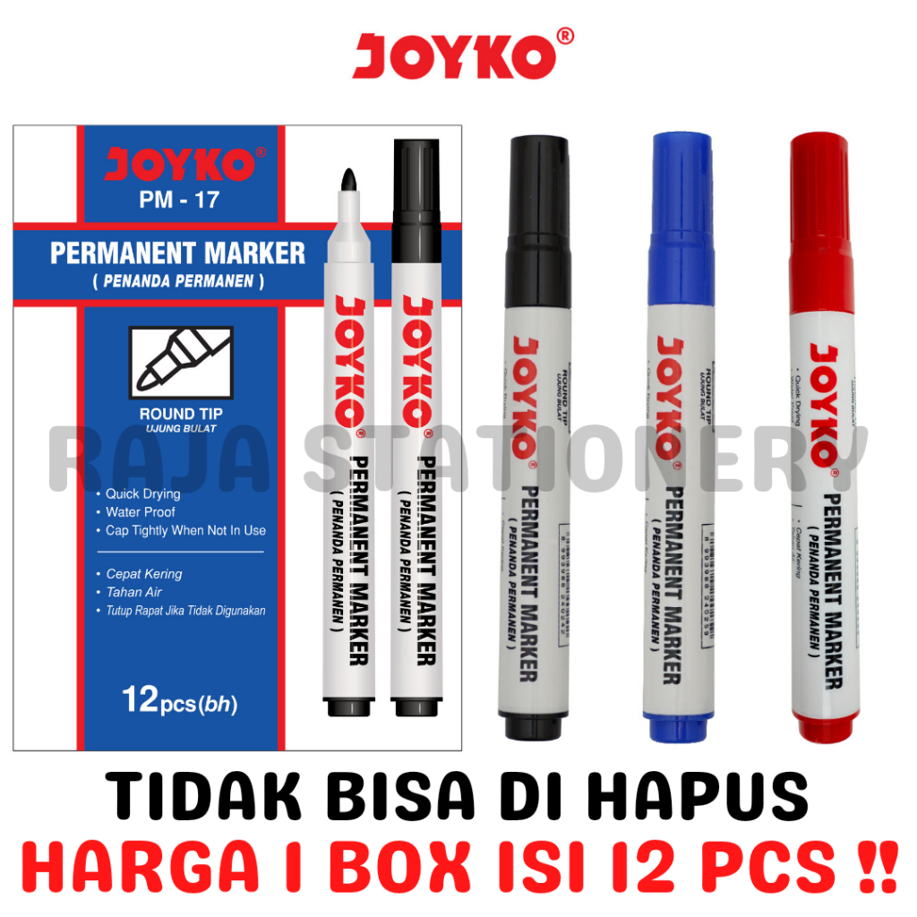 Jual JOYKO PERMANENT MARKER BLACK BLUE RED SPIDOL PERMANEN JOYKO HITAM ...