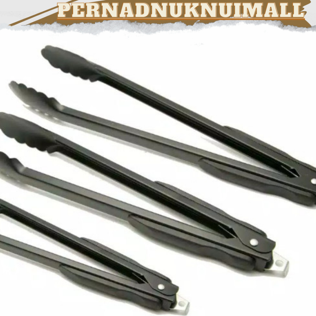 Jual Capit Makanan Hitam Capitan Elegan Stainless Food Tong Jepitan ...