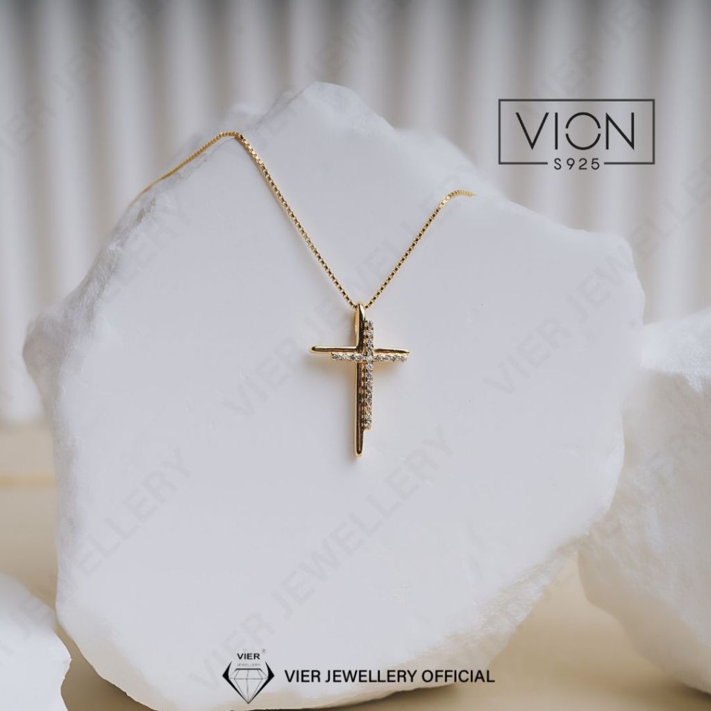 Jual Vion S925 Necklace 16025 Kalung Salib Perak Wanita, Kalung Salib ...