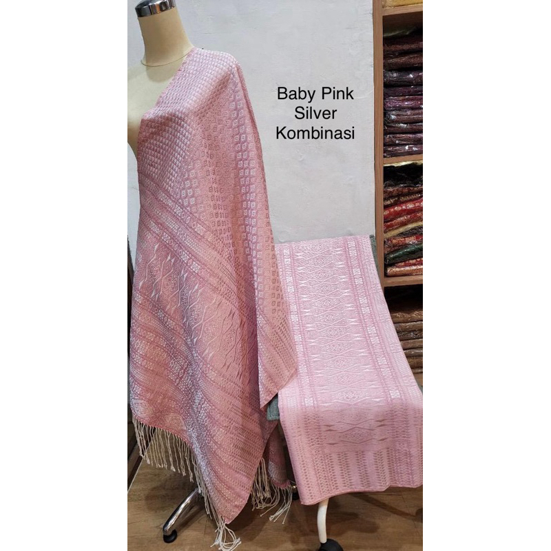Jual Songket Medan Tumtuman Tarutung Tanpa Sambungan Warna Baby Pink ...