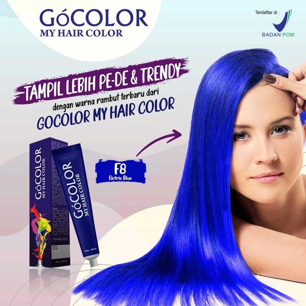 Jual GOCOLOR Hair Colour Cream 100 ml Electric Blue F8 | Shopee Indonesia