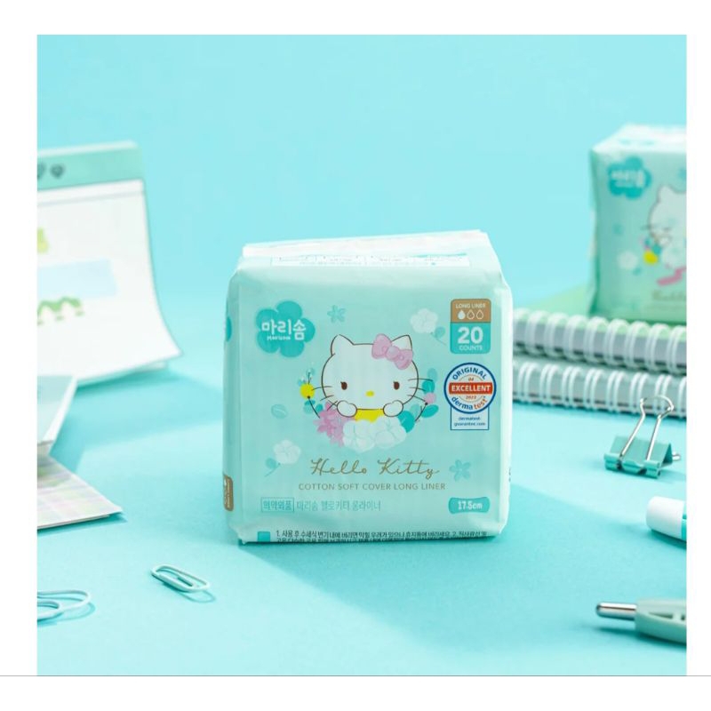 Jual Marisom hello Kitty pantyliner Cotton Soft Cover long liner(17,5cm ...