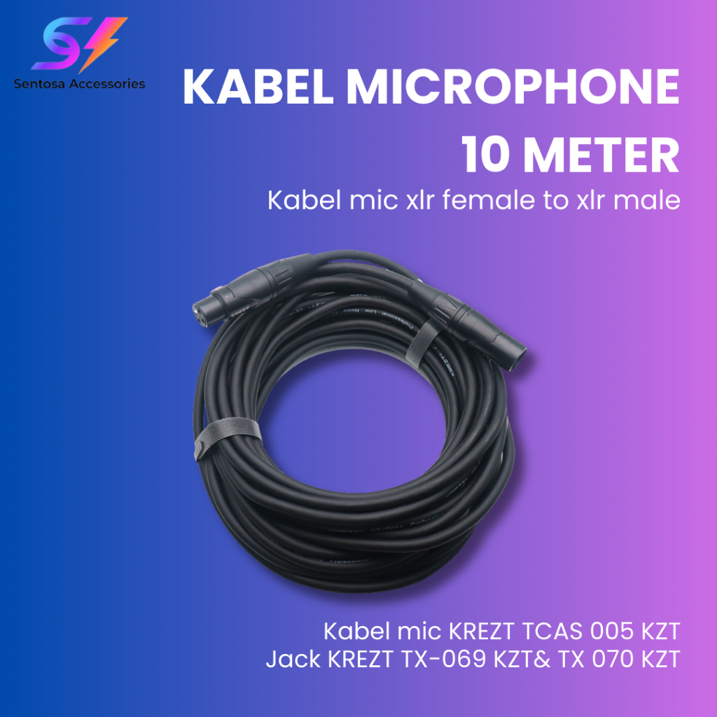 Jual Kabel Microphone 10 Meter KREZT TCAS005 Kabel Mik XLR To XLR Anti ...