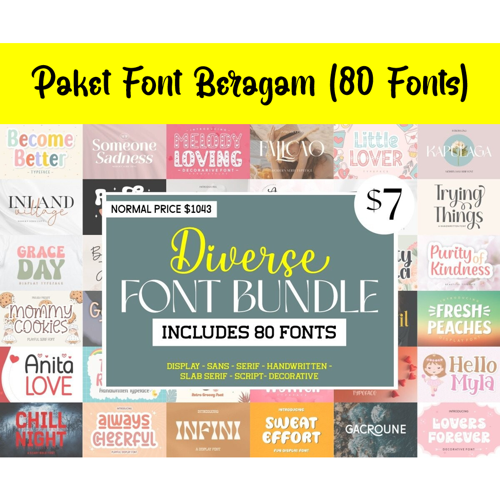 Jual Paket Font Beragam (80 Fonts) | Shopee Indonesia