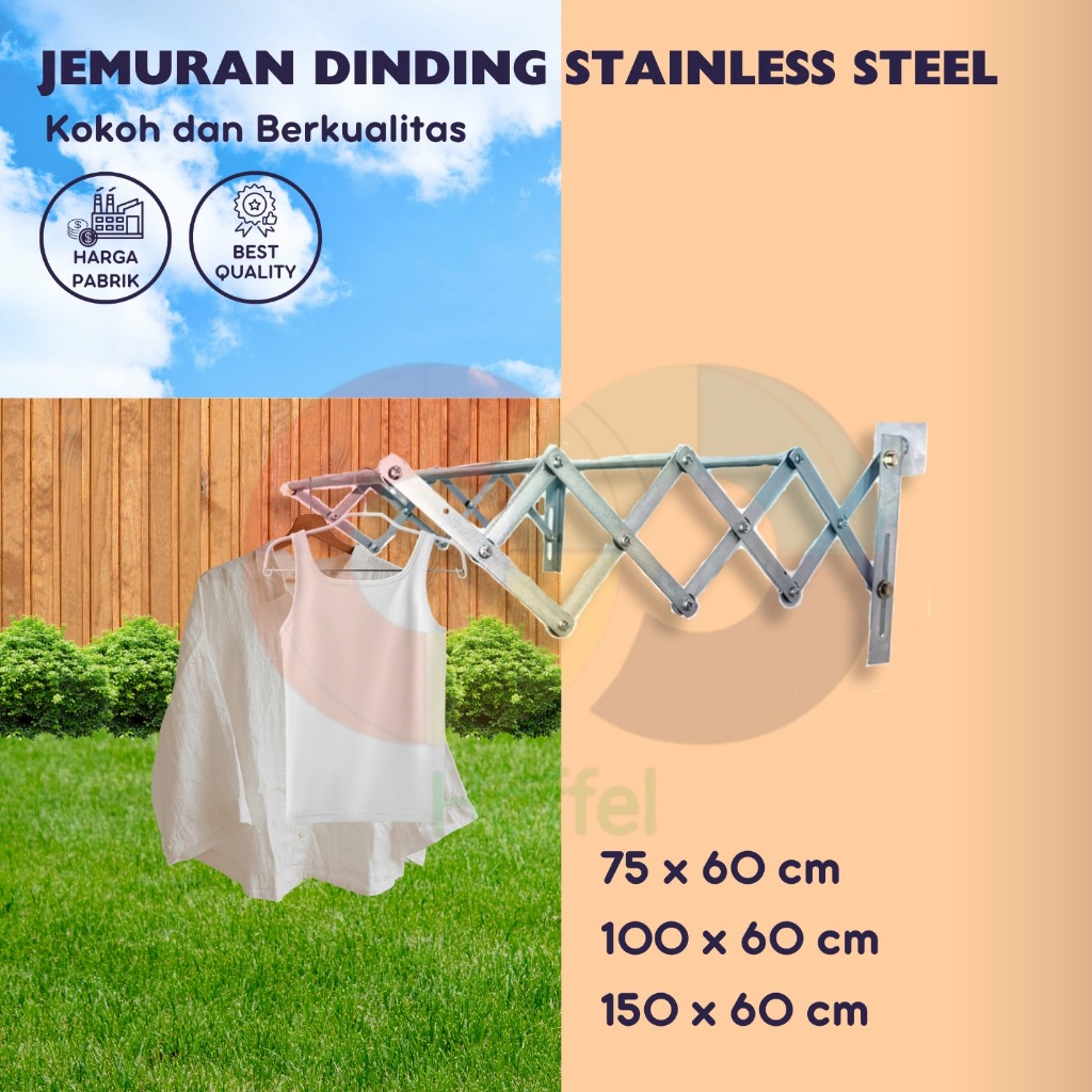 Jual Jemuran Baju Pakaian Handuk Dinding Lipat Stainless Steel 75cm/100cm/150cm - Rak Handuk ...