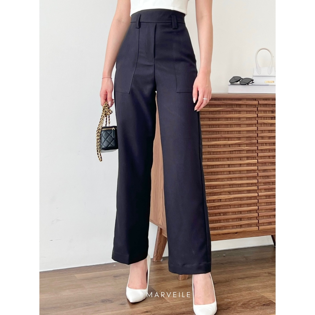 Jual [ Marveile ] Diora Highwaist Pants / Kulot Straight Cut Pants ...