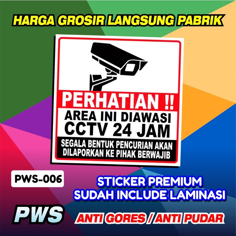 Jual Stiker 20x30 Safety Sign Area Diawasi CCTV 24 Jam / Sticker Vinyl Laminasi | Shopee Indonesia