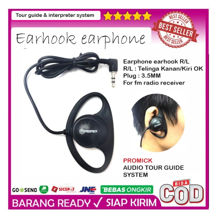Jual EARHOOK EARPHONE 3.5MM PLUG FOR TOUR GUIDE SYSTEM TGS RADIO ...