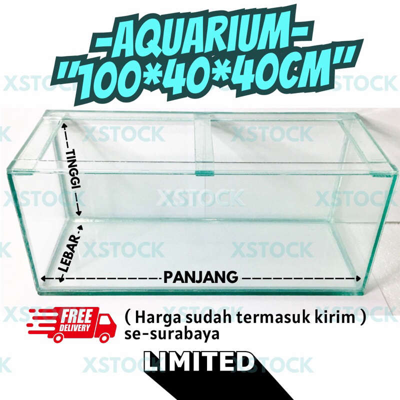 Jual AQUARIUM 100 x 40 x 40cm 1 METER AKUARIUM KACA BARU IKAN HIAS AQUASCAPE PALUDARIUM VIVARIUM ...