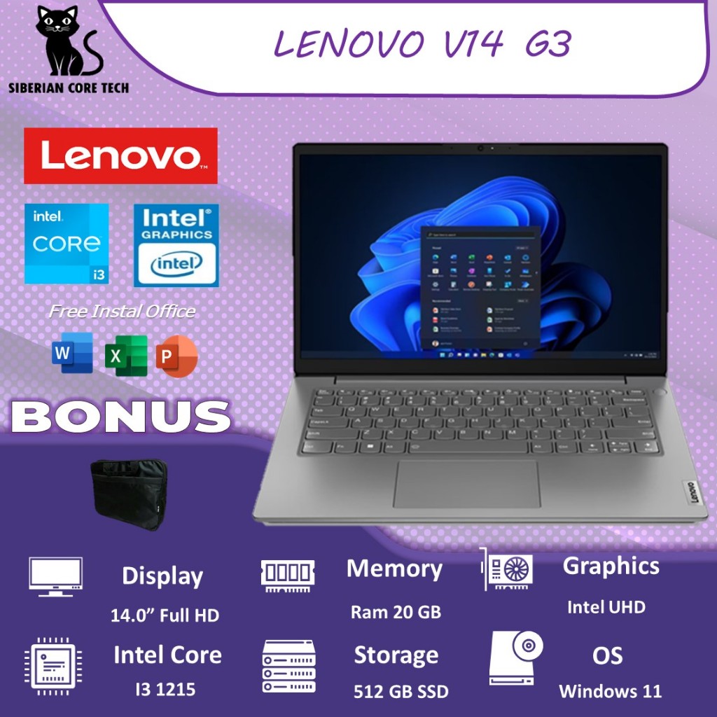 Jual Laptop Lenovo V14 G3 I3 1215U RAM 20GB 512SSD Win11 14.0 FHD 2YR ...