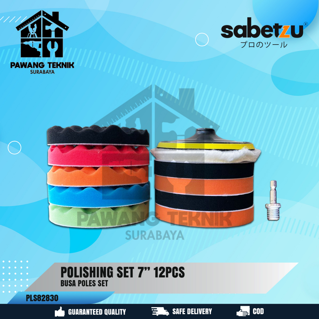 Jual Sabetzu Sponge Polishing Set 12pcs 7" Pad Busa Wool Poles Mobil ...