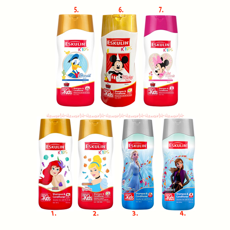Jual Eskulin Kids 200ml Shampoo & Conditioner Ariel Cinderella Elsa ...