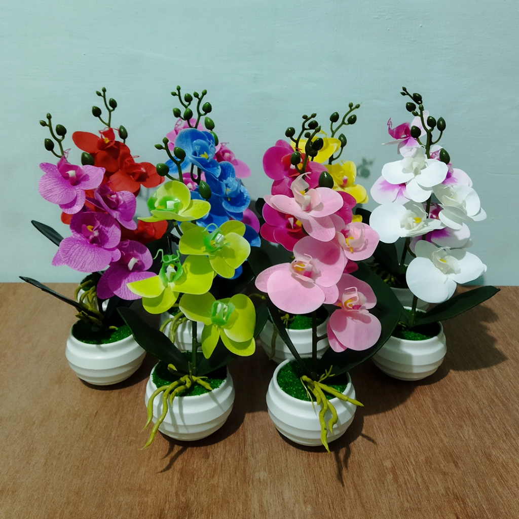 Jual Bunga Hias Anggrek Latex Dan Pot Tanaman Artificial Hiasan Rumah ...