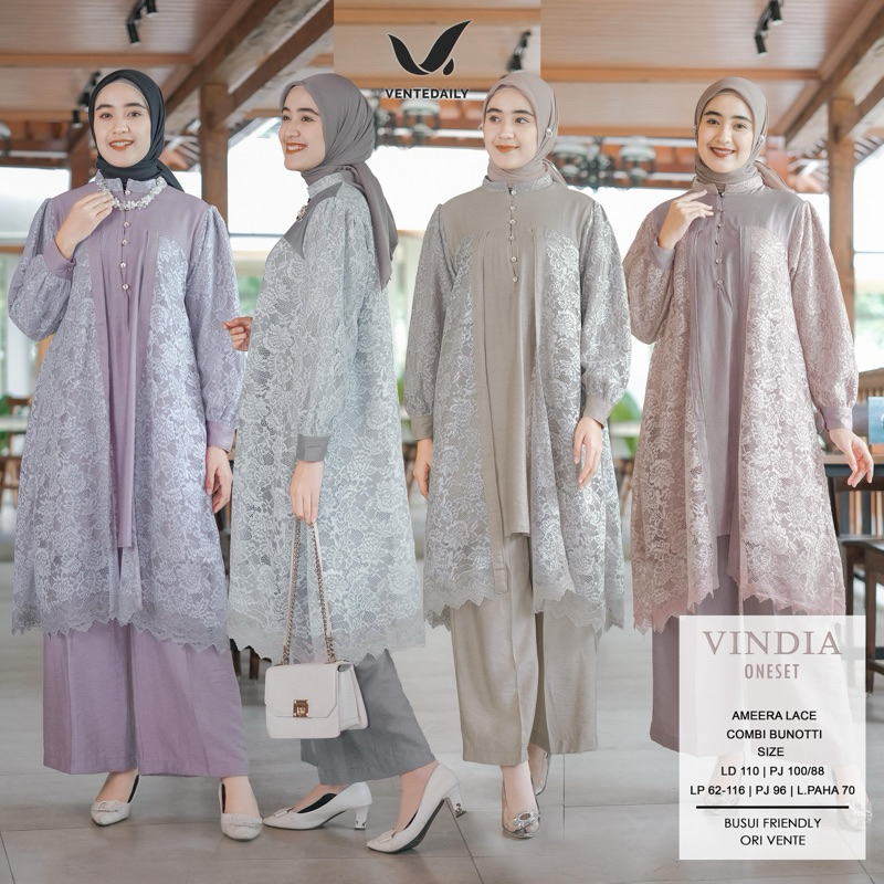Jual READYSTOCK Vindia Set by Vente Daily - oneset setelan tunik brukat ...