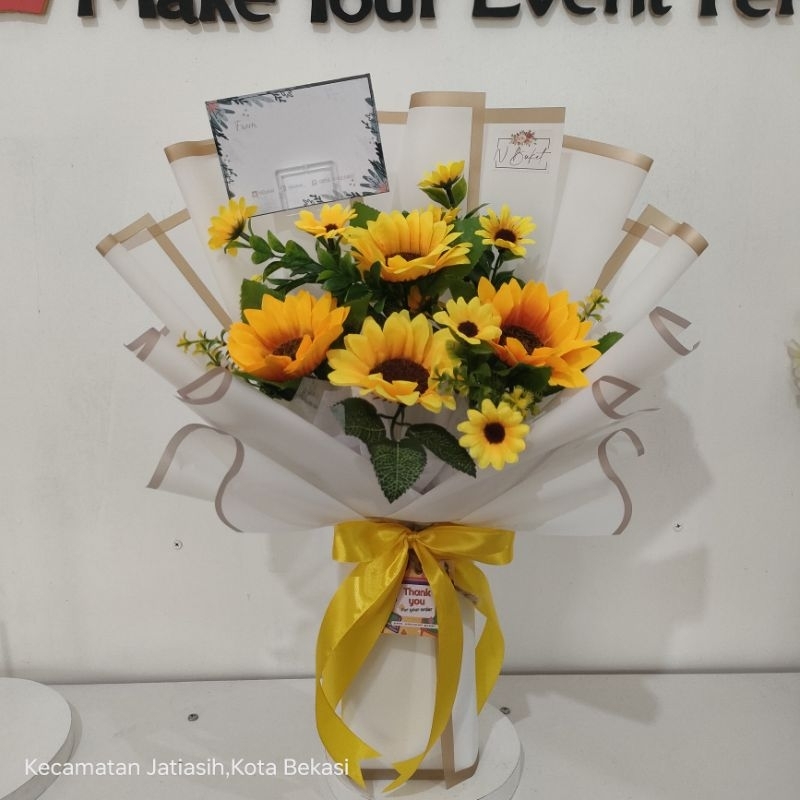 Jual BUKET BUNGA MATAHARI ARTIFICIAL BUKET WISUDA BUKET ULANG TAHUN | Shopee Indonesia