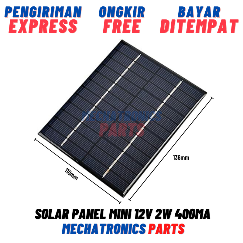 Jual Solar Panel Mini 136x110mm 12V 2W 400mA Pembangkit Listrik Tenaga ...