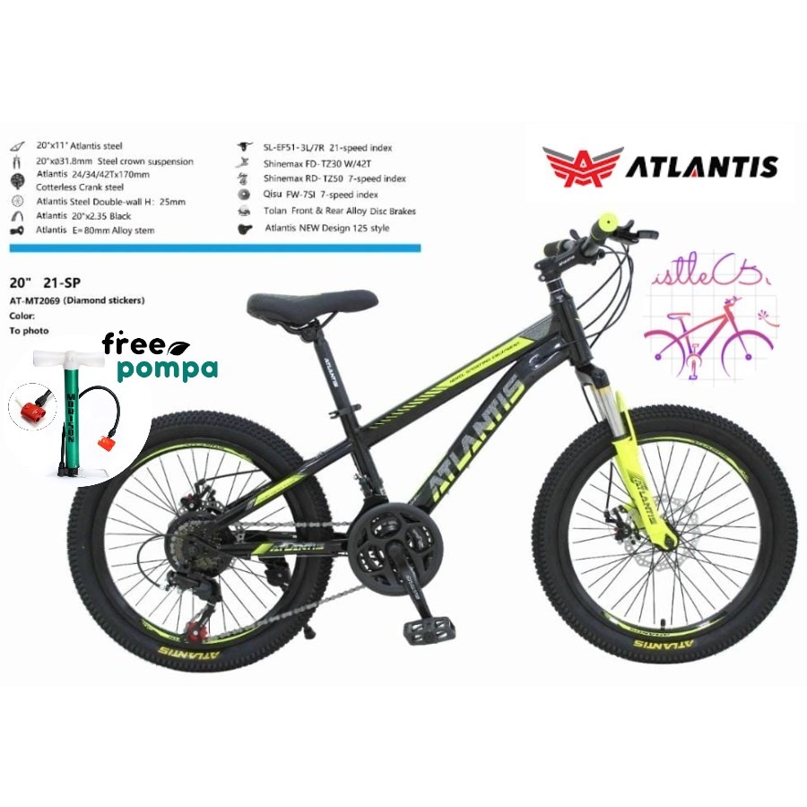 Jual (FREE POMPA)Sepeda Gunung MTB ATLANTIS AT690 21 speed 20 inch ...