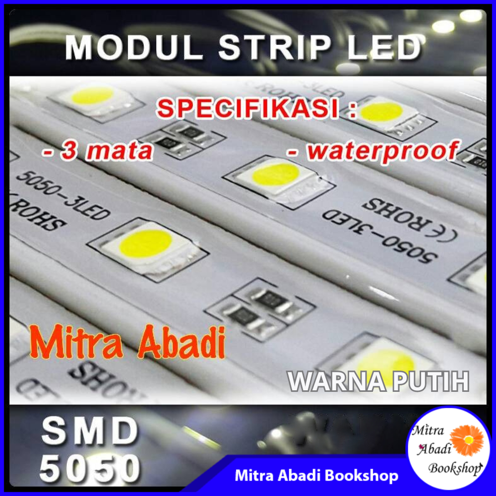 Jual LED Modul 3 Mata Strip SMD 5050 Putih/White DC 12V | Shopee Indonesia