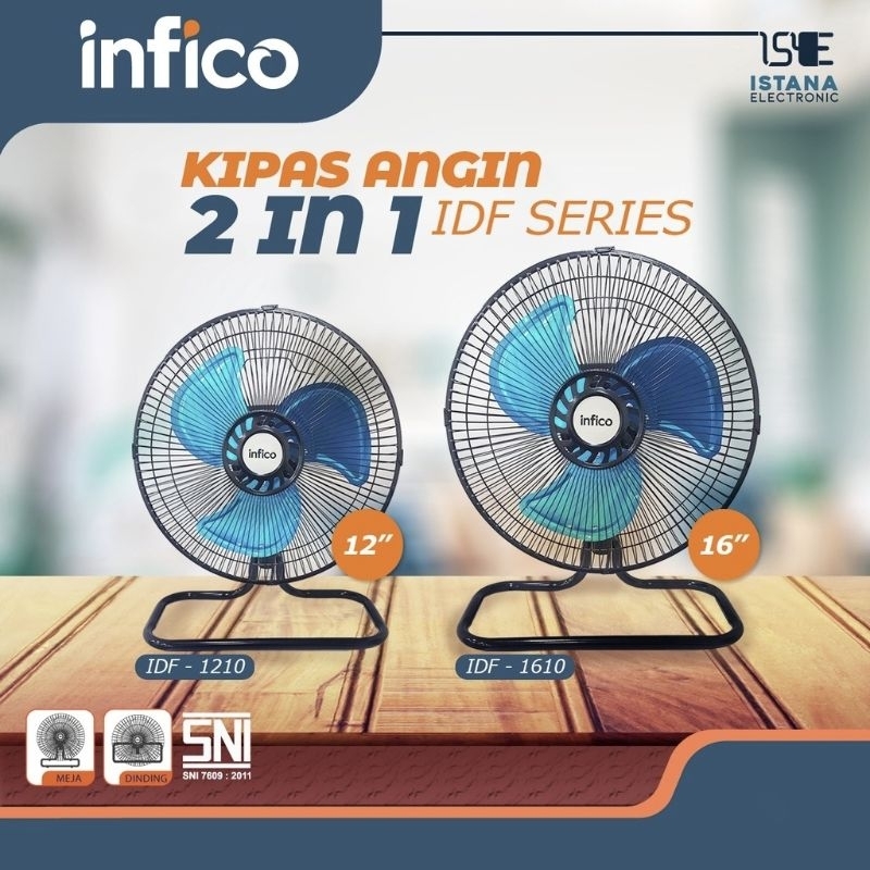 Jual Kipas Angin Besi 2in1 Wall / Desk Fan 16" Inch 45w INFICO IDF-1610 ...