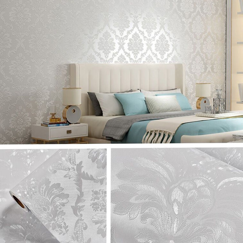 Jual Wallpaper Sticker Dinding Motif Polos Putih Batik Bunga Panjang 8 s/d 9 Meter x Lebar 45cm ...