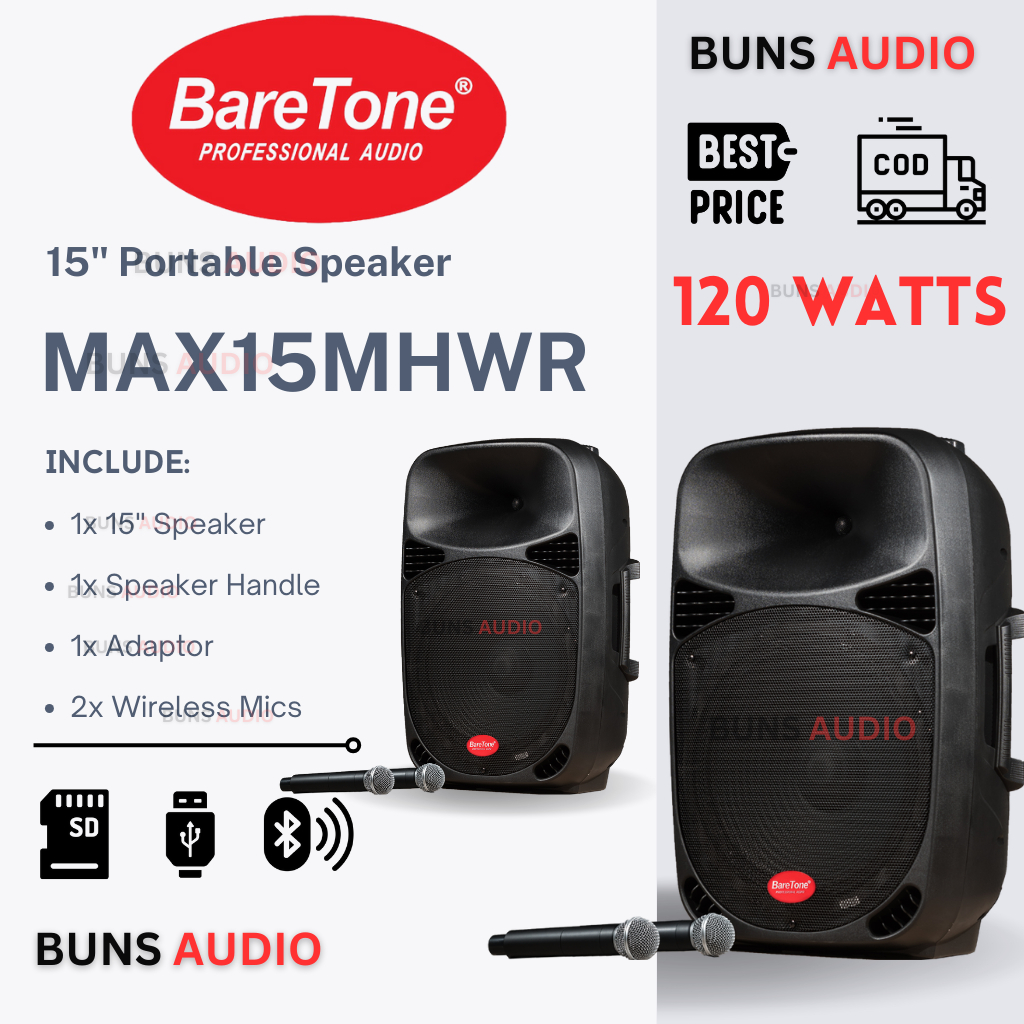 Jual Baretone Speaker Portable Max15mhwr With Bluetooth 120 Watts 15