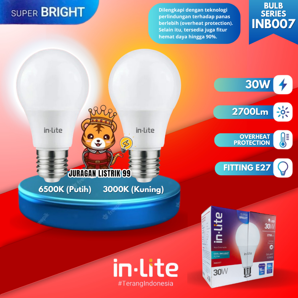 Jual Lampu Led Bulb INLITE 30 Watt 30W Putih Kuning IN-LITE INB007 SAMSUNG | Shopee Indonesia