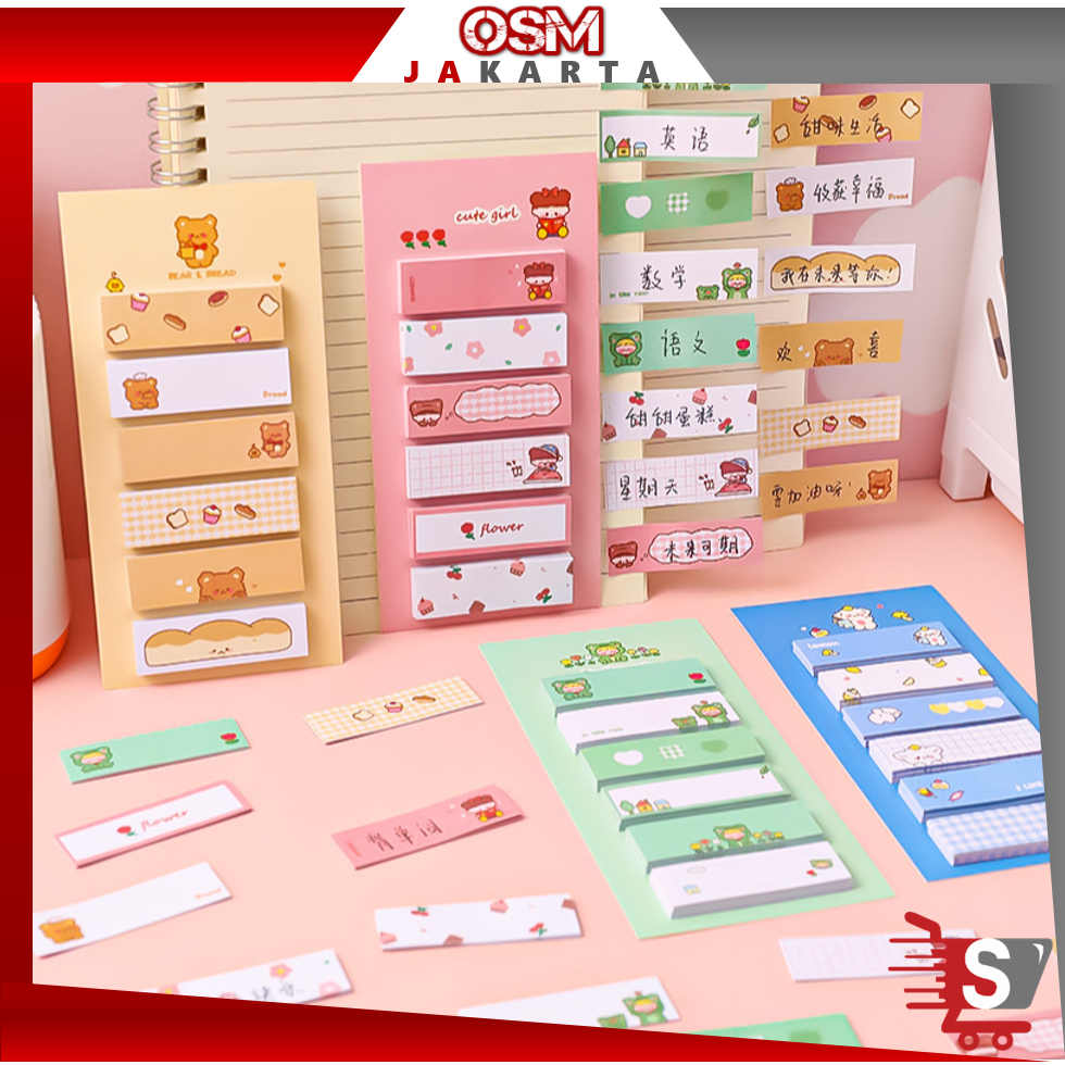 Jual OSM JKT S6222 Mini Memo Lucu 6 in 1 / Sticky Notes Label Karakter ...