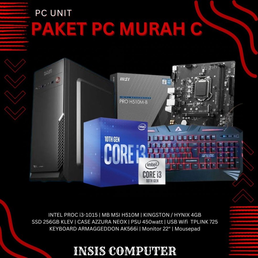 Jual PAKET PC MURAH C (PC UNIT + MONITOR 22") | Shopee Indonesia