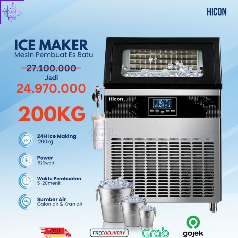 Jual [READY TIDAK PO] HICON Mesin Es Batu Kristal 200kg/24jam Kapasitas ...