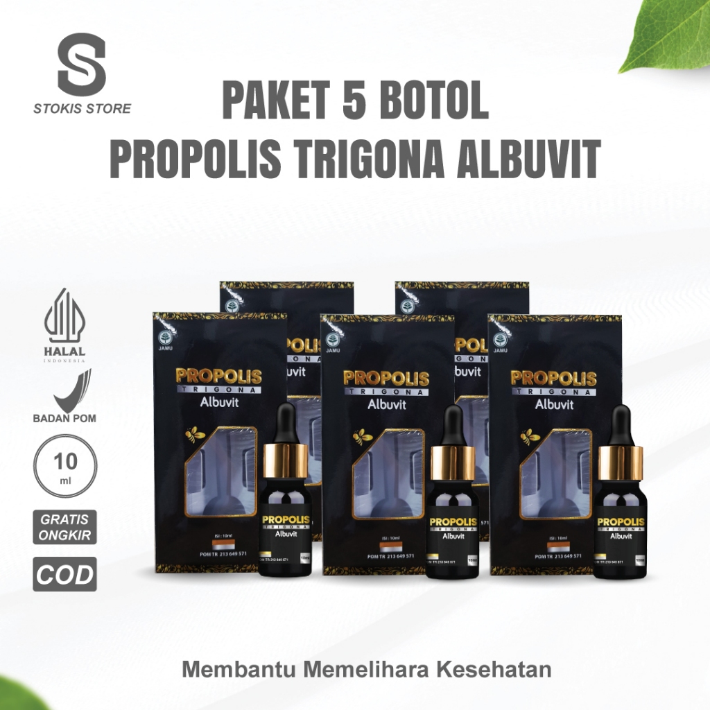 Jual Paket 5 Botol Propolis Trigona Albuvit 100% Asli Original HALAL ...