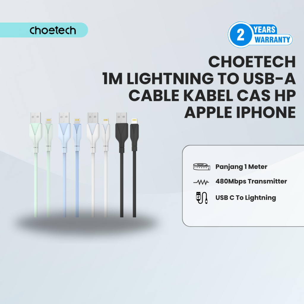 Jual Choetech 1m Lightning to USB-A Cable Kabel Cas HP Apple iPhone ...