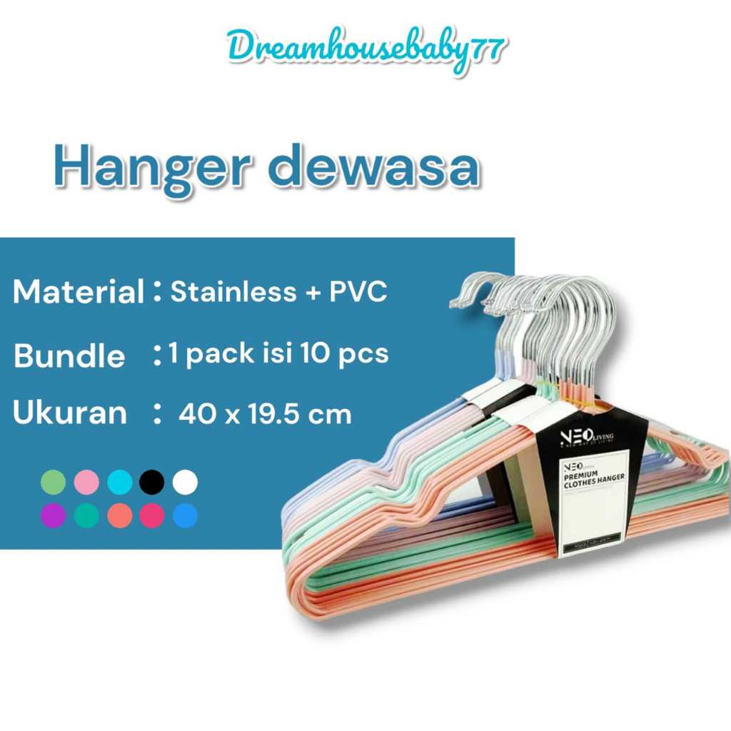 Jual Neo Living - Hanger Dewasa Stainless Steel / Gantungan Baju Dewasa ...