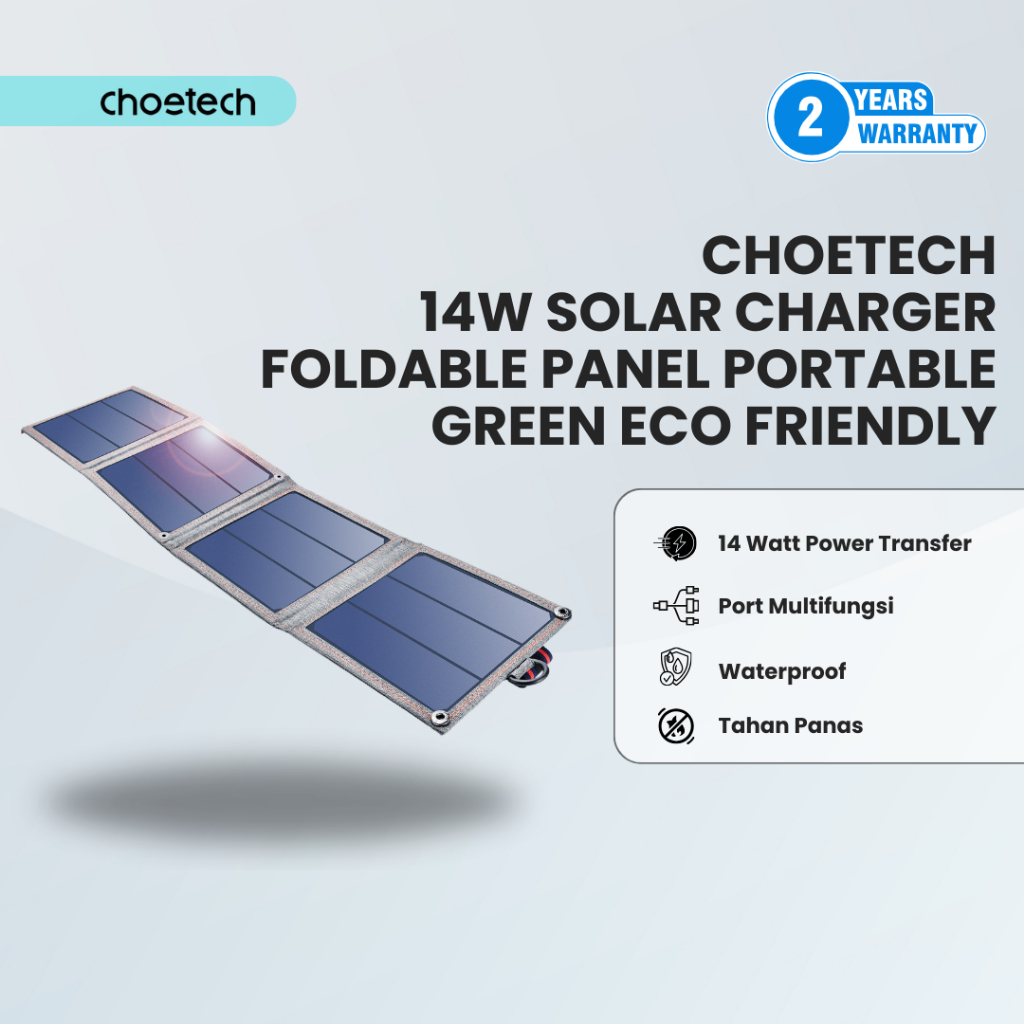 Jual CHOETECH SC004 Solar Charger 14W | USB-A Output | Foldable Panel Surya Portabel ...