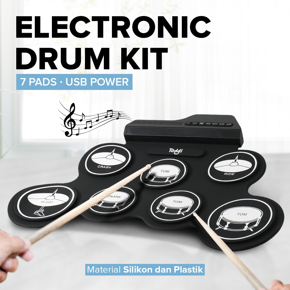 Jual Drum Elektrik Electronic Digital Kit 7 Pads Folding USB Power ...