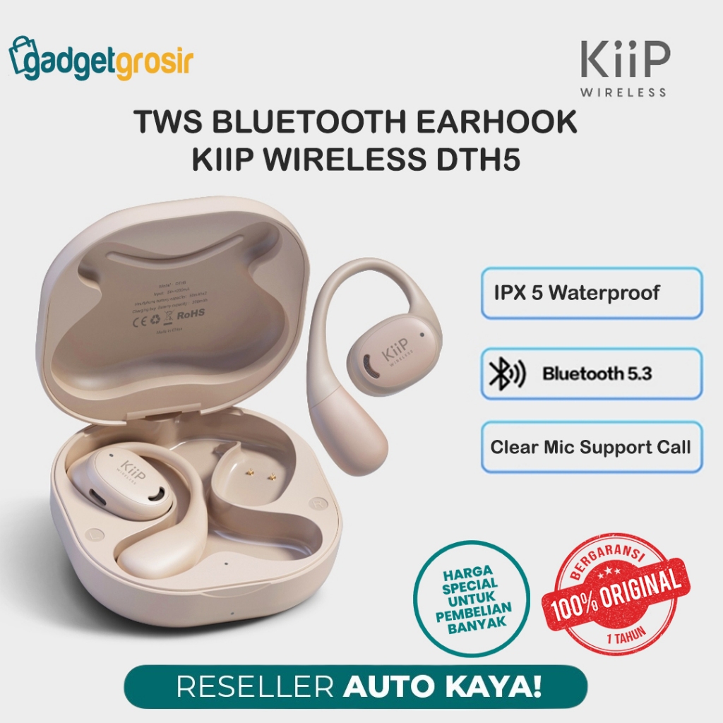 Jual KiiP Wireless DTH5 TWS Earhook Bluetooth BT5.3 IPX5 With Mic ...