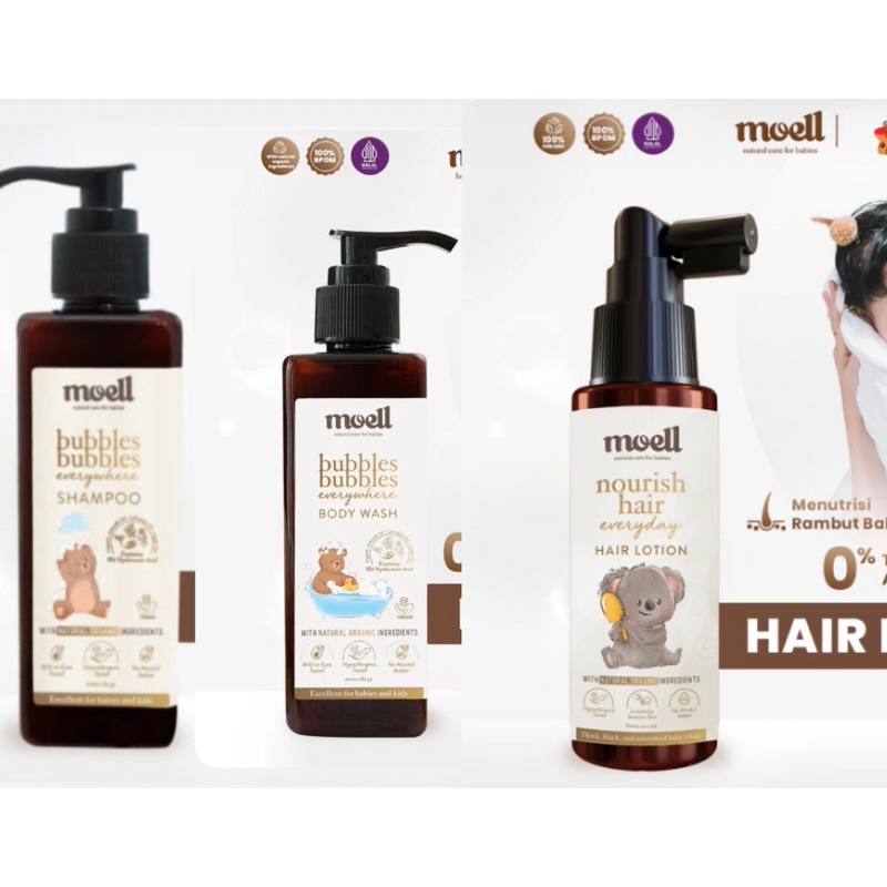 Jual Moell Hair Lotion /Moell Shampoo / Moell Body Wash- Moell Hair ...