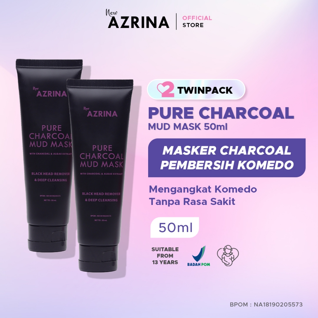 Jual Azrina 2pcs Pure Charcoal Mud Mask 50ml - Masker Wajah With ...