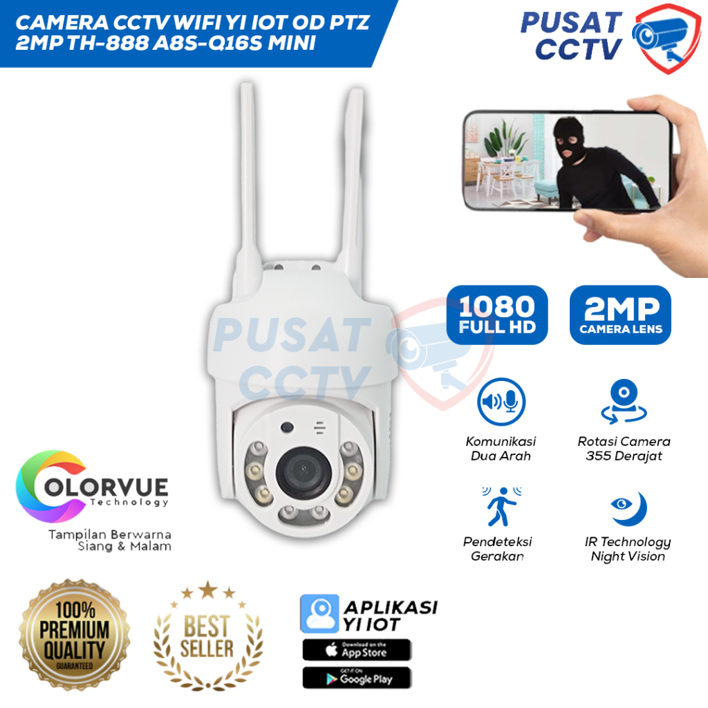 Jual CCTV WIFI CAMERA PTZ OUTDOOR APLIKASI YI IOT || CCTV WIFI SIANG MALAM BERWARNA || CCTV WIFI ...