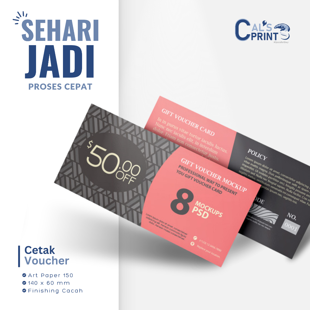 Jual Cetak Voucher Ukuran Custom 14 x 6 Cetak Voucher Kupon Makanan ...