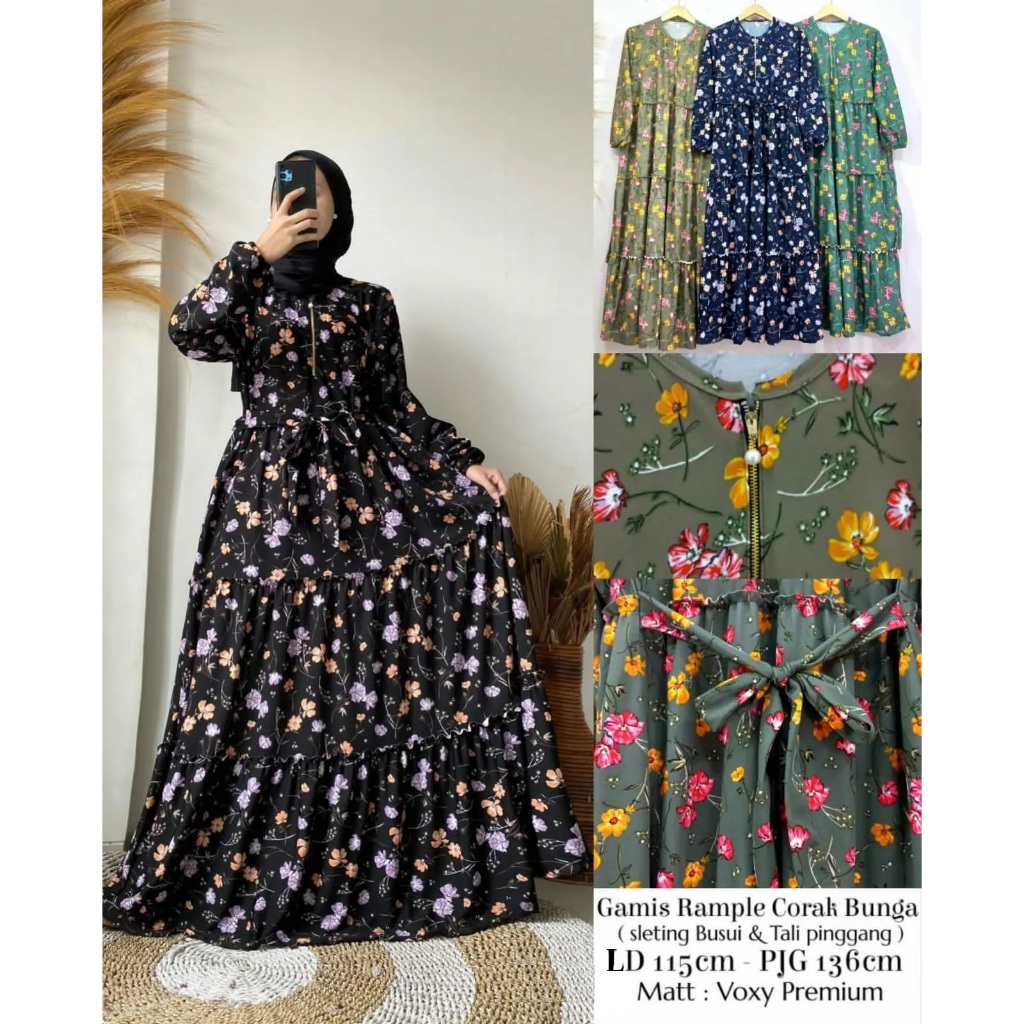 Jual westylis Gamis Jumbo Printing Corak Bunga Batik Terbaru Lengan ...