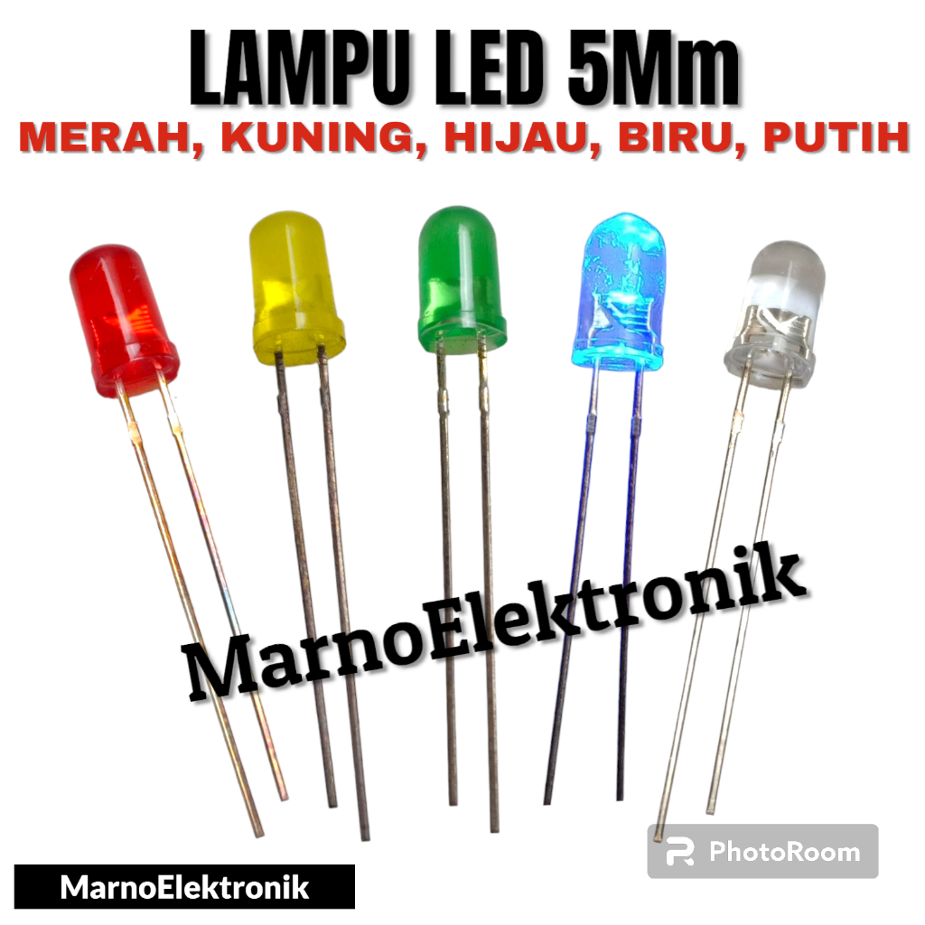 Jual LAMPU LED 5MM MERAH KUNING HIJAU BIRU PUTIH 5 MM HARGA PER 10 PCS ...