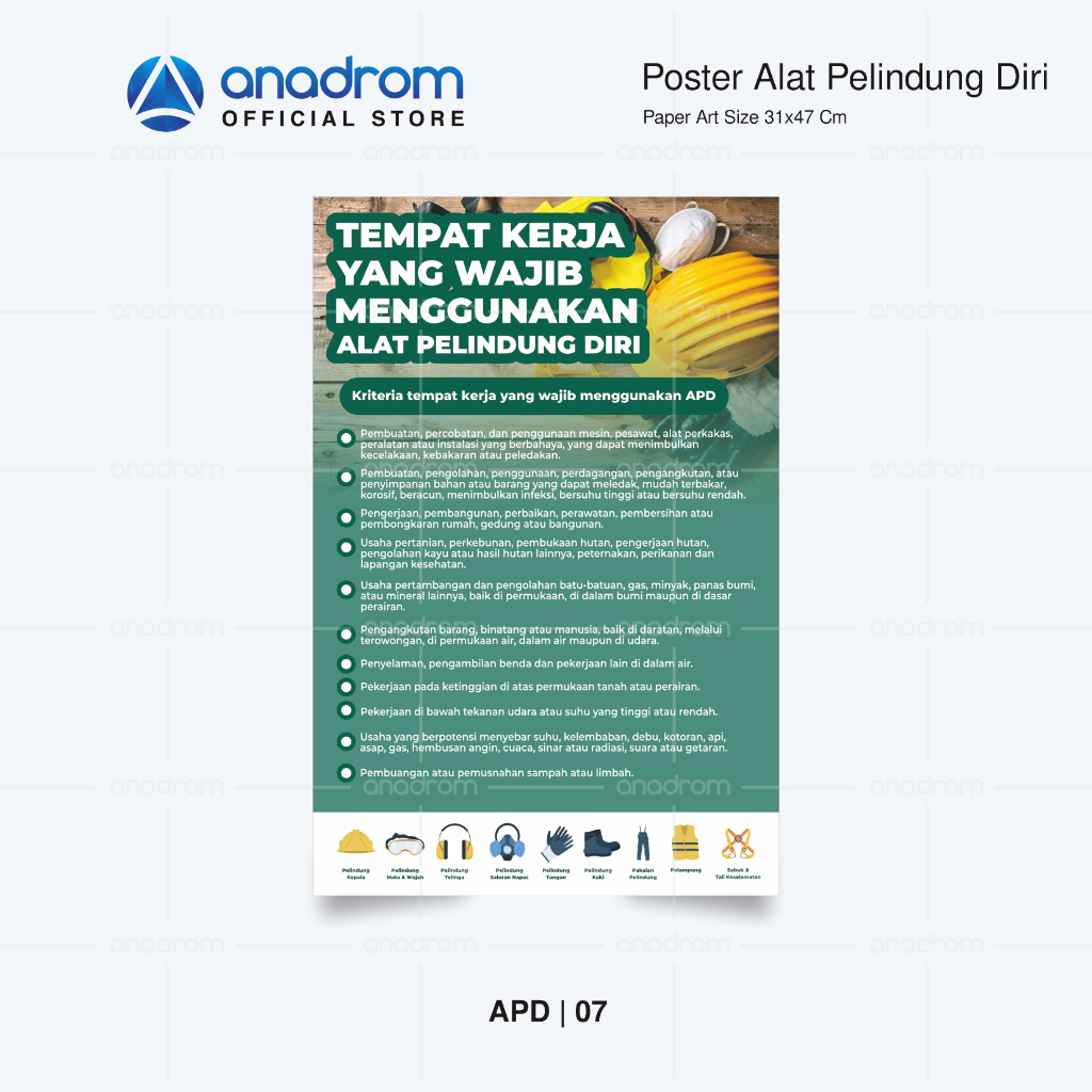Jual Poster APD - Alat Pelindung Diri | Poster Edukasi Keselamatan Diri ...