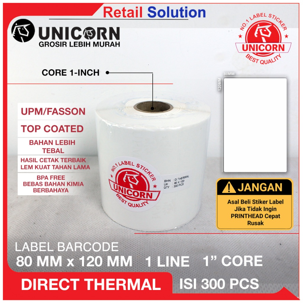 Jual Stiker Label Thermal Barcode - 80x120 mm 80x120mm 80 x 120 mm 8x12 ...