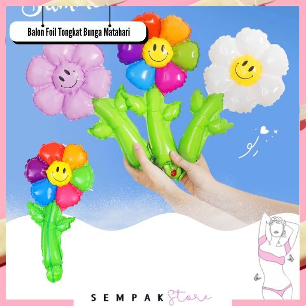 Jual SS Balon Foil Tongkat Bunga Matahari Balon Sunflower Polos ...