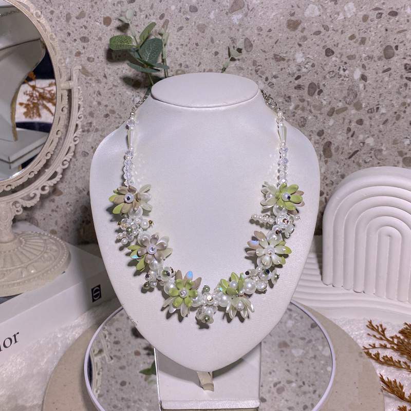 Jual KALUNG FASHION WANITA CRYSTAL KOREA BUNGA MUTIARA PREMIUM KALUNG ...