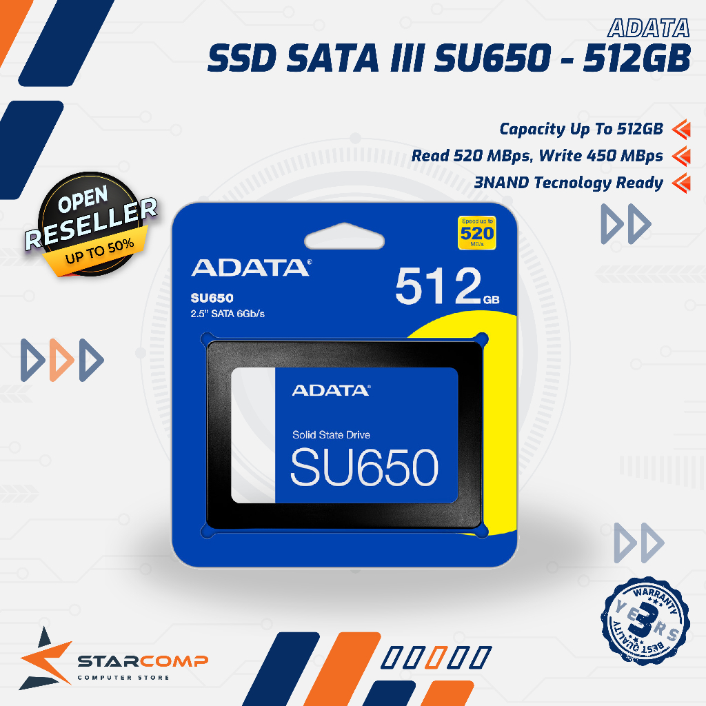 Jual ADATA SSD SU650 512GB SATA III 2.5" Solid State Drive | Shopee ...